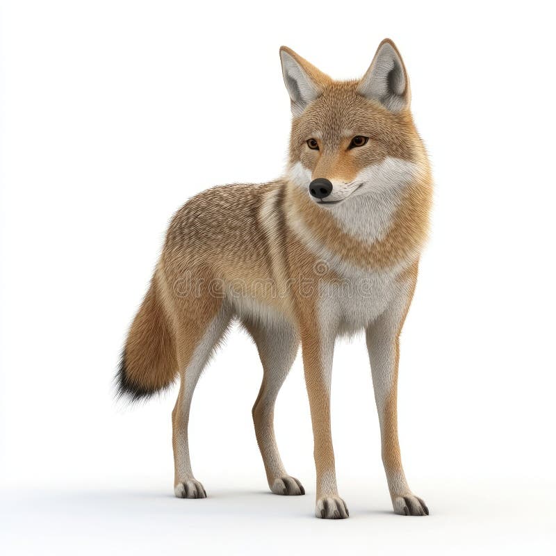 Majestic Coyote Standing on White Background Stock Illustration ...