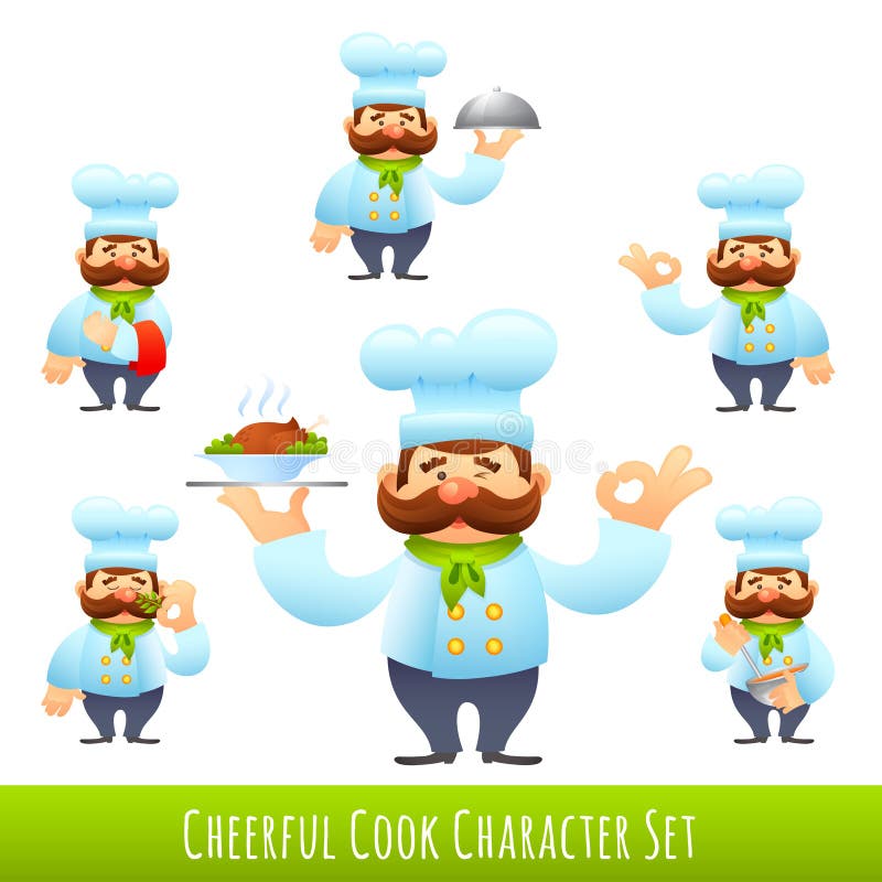 Cozinheiro Cartoon Characters Ilustração do Vetor - Ilustração de ...