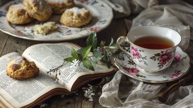 Cozy Afternoon Tea with Book Stock Photo - Image of teacup, comfort ...