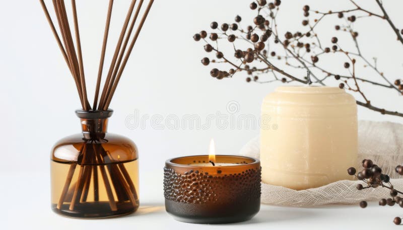 Aromatic Home Decor Featuring Scented Candles and Reed Diffusers on a ...