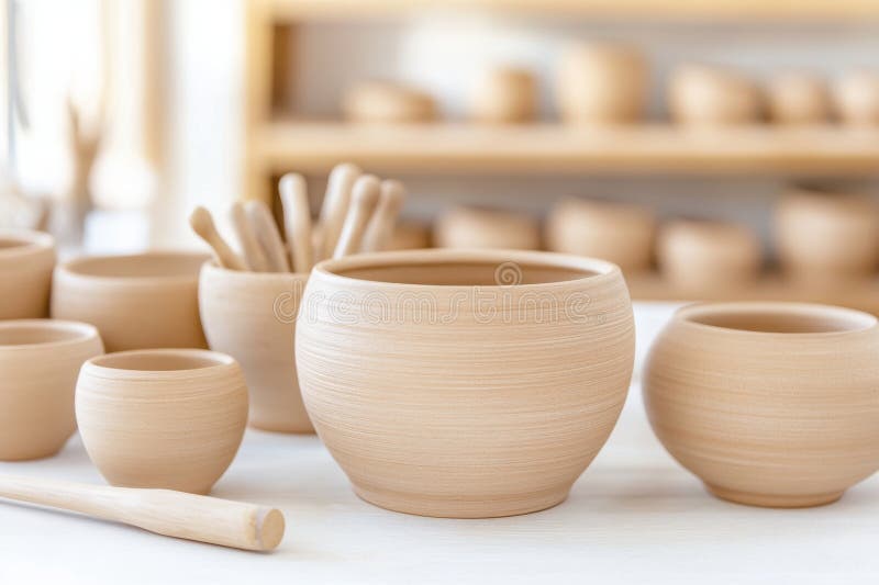 In a Cozy Artisan Workshop, Skilled Hands Create Beautiful Clay Pots ...