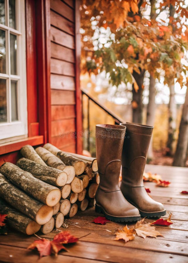 Cozy Autumn Boot Generative Ai Stock Illustration - Illustration of ...