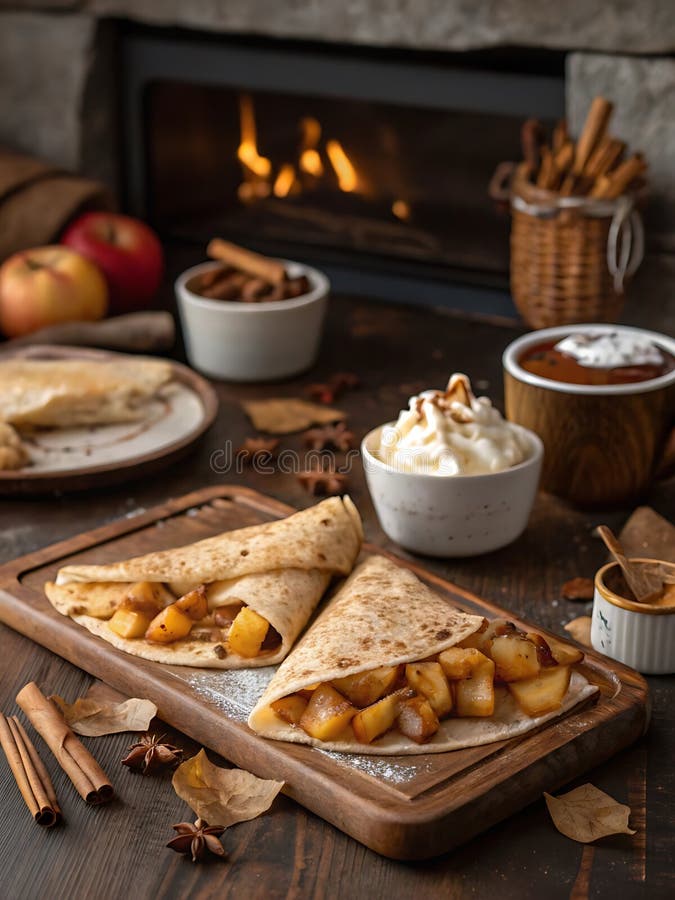 Cozy Autumn Breakfast with Crepes and Rustic Decor Stock Image - Image ...