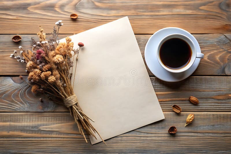 Cozy Autumn Coffee Break with Dried Flowers Stock Illustration ...