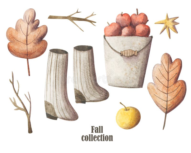 Cozy Autumn Elements Hand Painted Set. Cold Weather Clipart Collection ...
