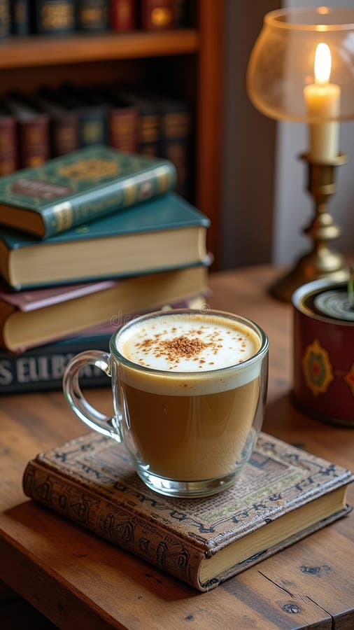 Cozy Autumn Reading Corner with Books, Coffee, and Candlelight Stock ...