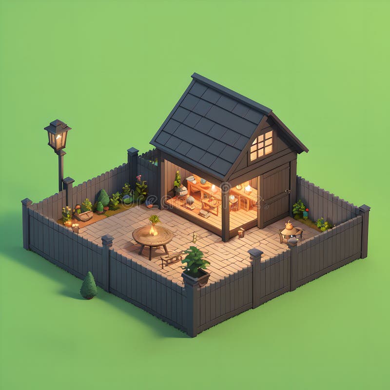 Cozy Backyard Area during Nighttime, Dining Table and Decoration, Ai ...