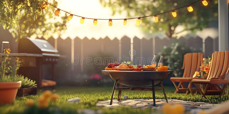 Cozy Backyard BBQ Fall Garden Party Ideas Background Wallpaper Stock ...