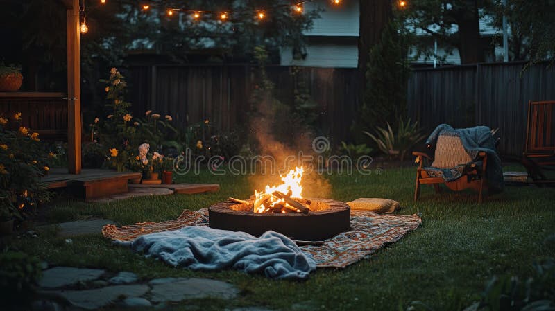 A Cozy Backyard Storytelling Night with a Fire Pit and Blankets for ...
