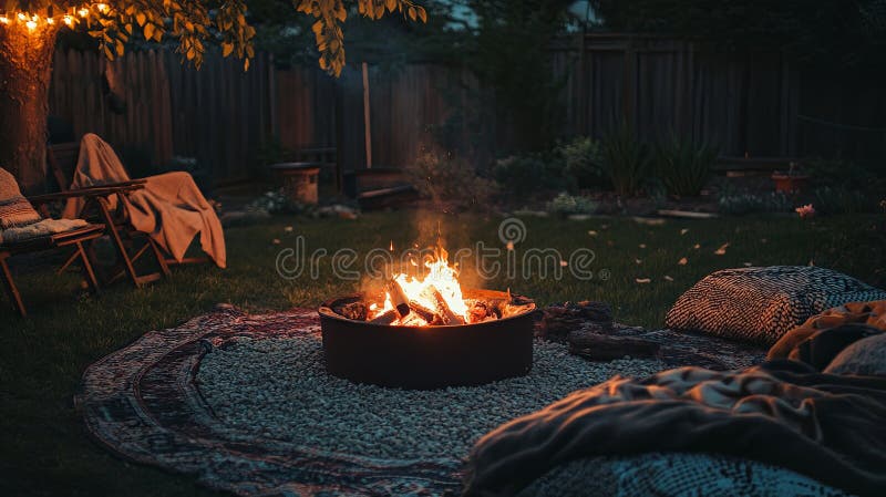A Cozy Backyard Storytelling Night with a Fire Pit and Blankets for ...