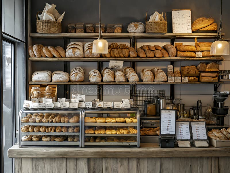 Cozy Bakery Interior Filled with Fresh Pastries and Breads on Display ...