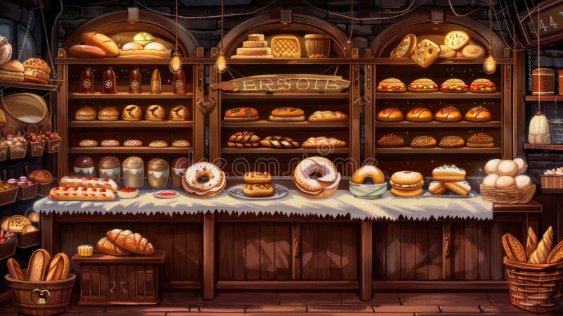 Cozy Bakery Scene. Warm and Inviting Bakery Atmosphere Concept Stock ...