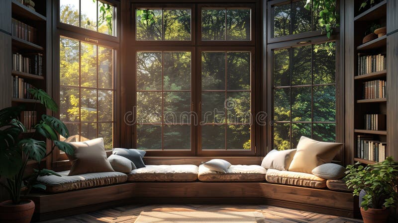 A Comfortable Reading Nook with Cushioned Seats and Lots of Natural ...