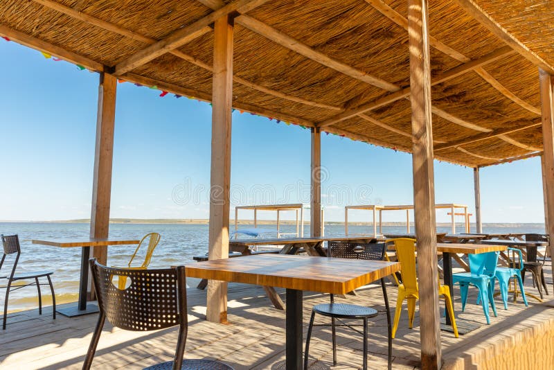 Cozy beach restaurant stock image. Image of ocean, landscape - 290893419