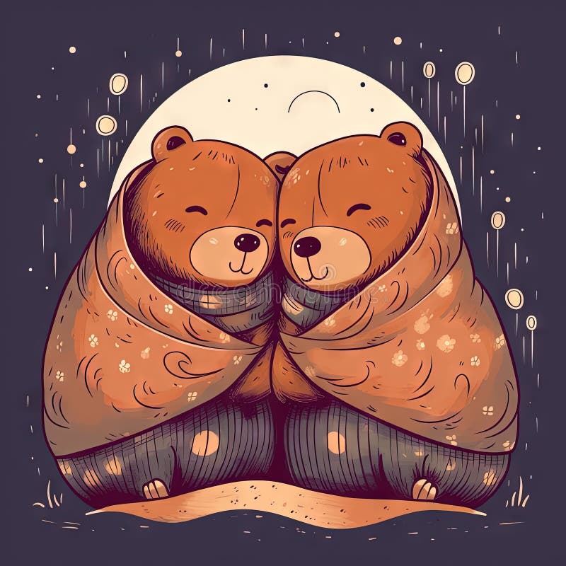 Cozy Bears Sleeping Under Starry Blanket. Perfect for Children S ...