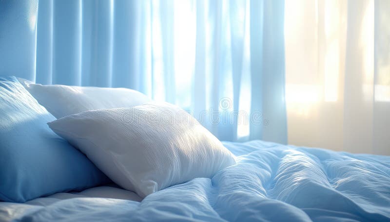 Washing the Bedding with Fresh and Clean Sheets in a Sunlit Bedroom ...