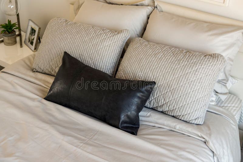 Cozy Bedroom with Fluffy Pillows on the Bed Stock Image - Image of ... Cozy Bedroom with Fluffy Pillows on the Bed Stock Image - Image of ...