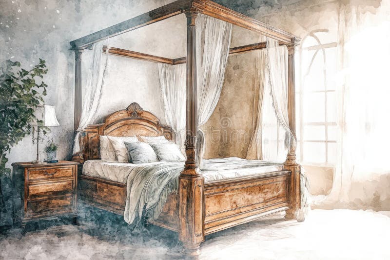A Cozy Bedroom with a Four Poster Bed, Ideal for Romantic Getaways or ...