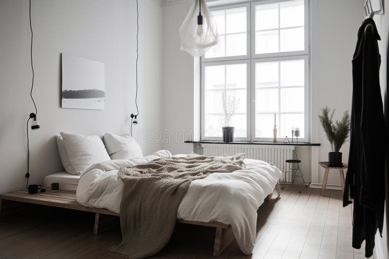 Cozy Bedroom. Interior Concept Created with Generative Ai Tools. Stock ...