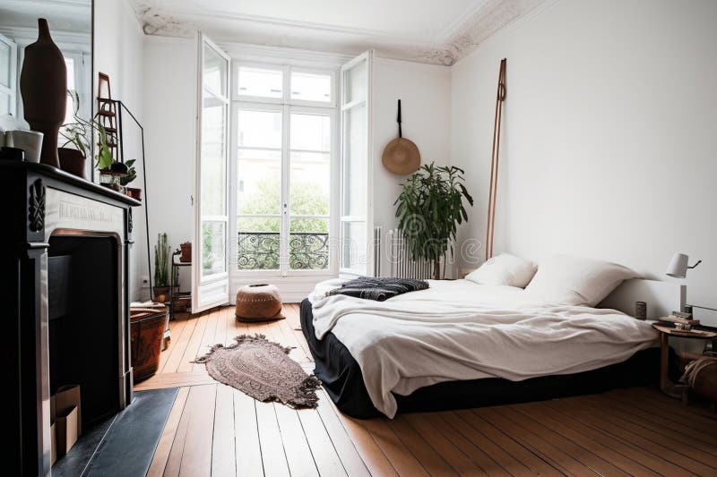 Cozy Bedroom. Interior Concept Created with Generative Ai Tools. Stock ...