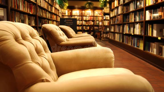 Cozy book store interior stock photo. Image of armchairs - 388390344