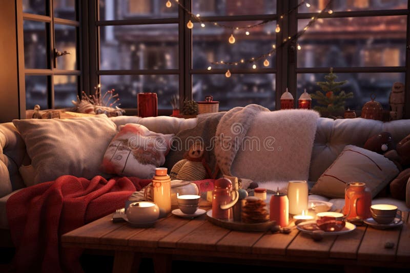 Cozy Boxing Day Scenes with People Enjoying Hot Stock Illustration ...