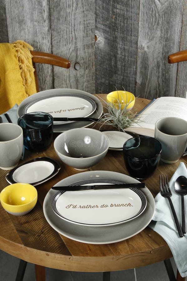 Breakfast Table Setting on a Small Table Stock Photo - Image of full ...