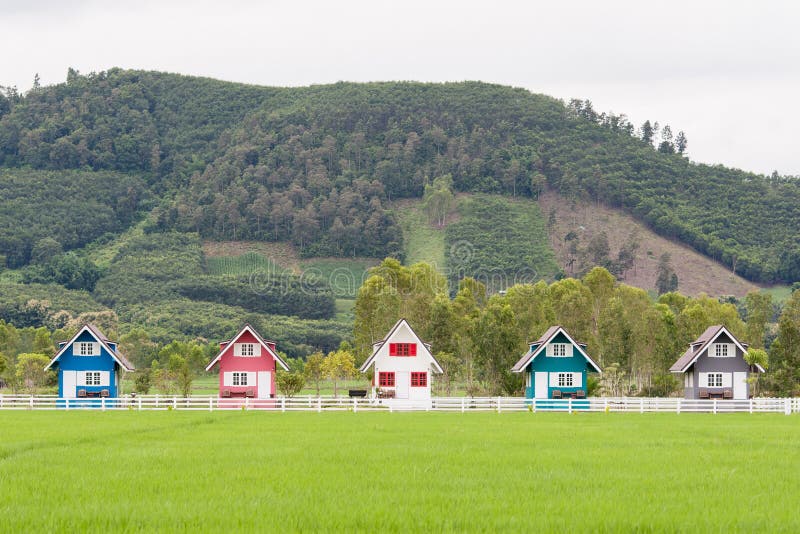 Cozy bungalows stock photo. Image of cultures, forest - 100047054