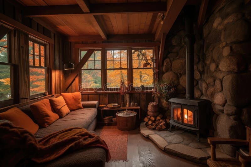 Cozy Cabin with a Crackling Fire, Surrounded by the Sounds of Nature ...