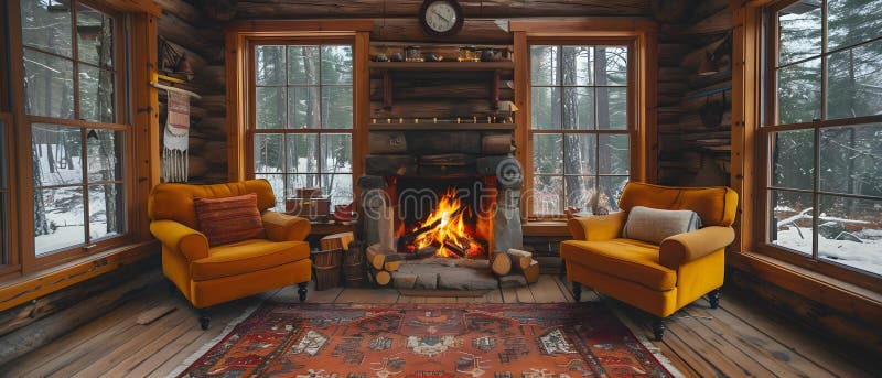Cozy Cabin Retreat with Warm Hearth and Rustic Charm. Concept Rustic ...