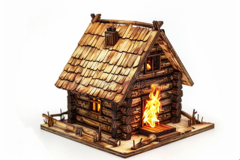 Cozy Cabin with a Warm Fire Burning Inside Stock Photo - Image of ...