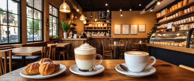 Cozy Cafe Interior with Fresh Pastries and Specialty Coffee Stock Image ...