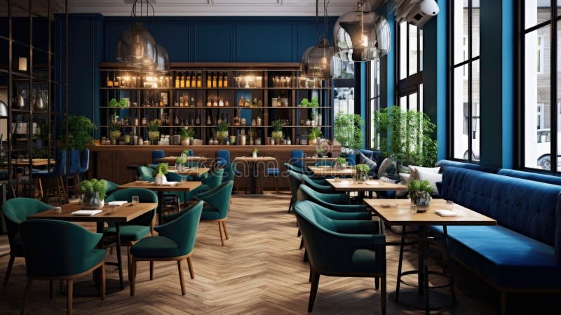 Cozy Cafe Interior with Sofas and Tables for Quick Lunch, Angle View ...