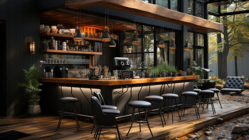 Cozy Cafe Interior with Sofas and Tables for Quick Lunch, Angle View ...