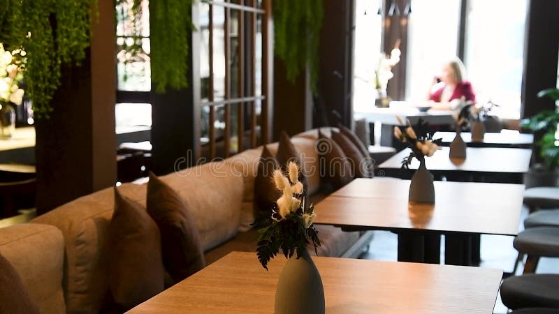 Cozy Interior of a Cafe for a Quick Lunch Stock Video - Video of shop ...