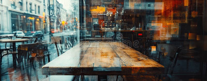 A Cozy Cafe Interior with Wooden Tables and a Warm, Inviting Atmosphere ...