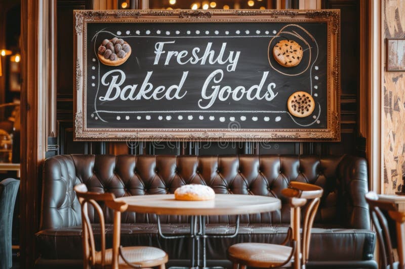 Cozy Cafe Booth with Freshly Baked Goods Stock Illustration ...