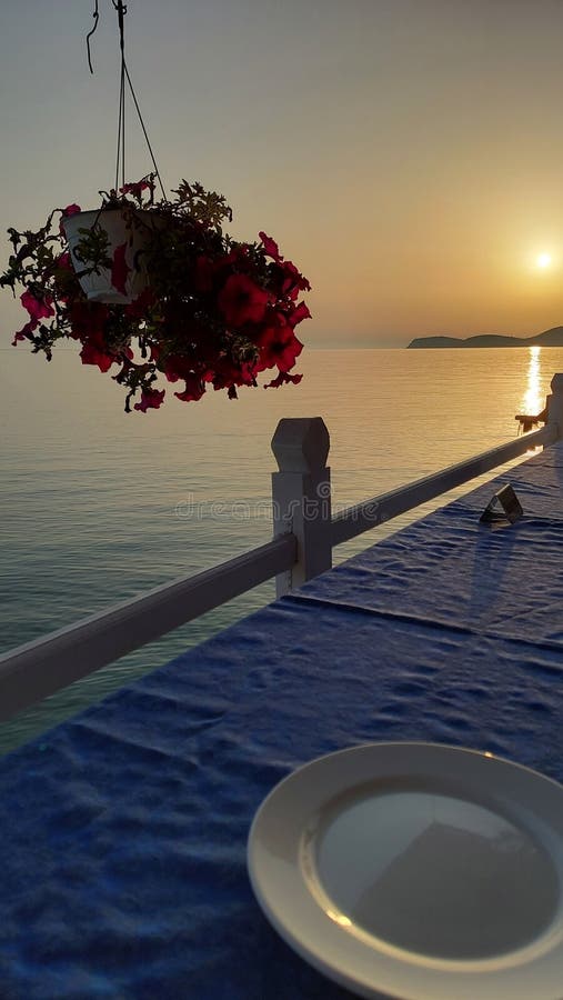 Cozy Cafe on the Seashore with Sunset Views Stock Image - Image of ...