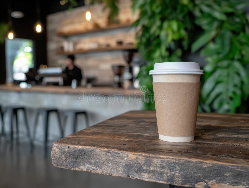 Cozy Cafe Setting with Takeaway Coffee Cup Stock Illustration ...