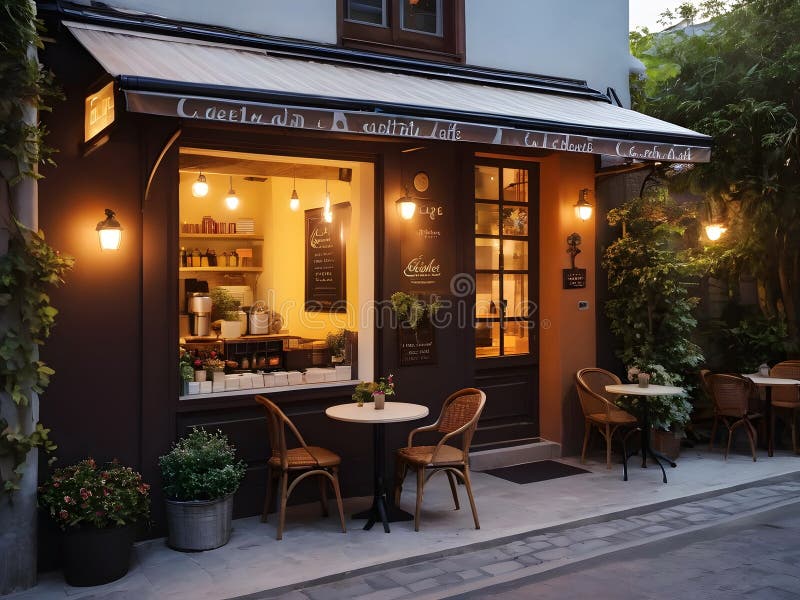 Cozy Cafe Window View on a Rainy Autumn Day Generative AI Stock ...