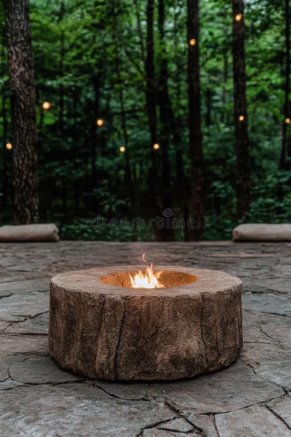 Cozy Campfire in a Forest Clearing at Night. Stock Illustration - Illustration of romantic ...
