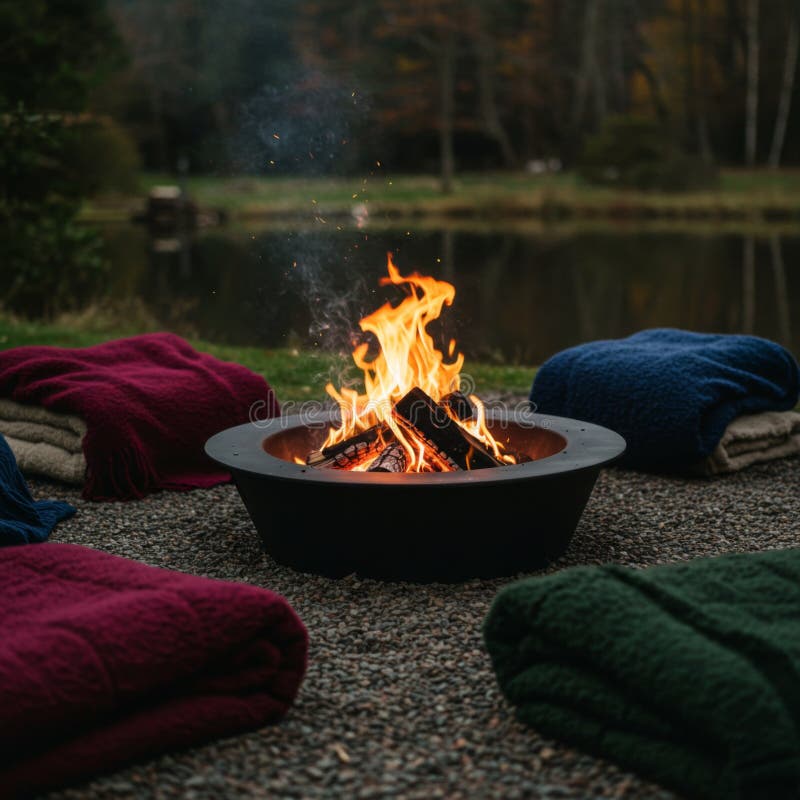 Cozy Campfire Scene with Warm Lighting Stock Illustration ...