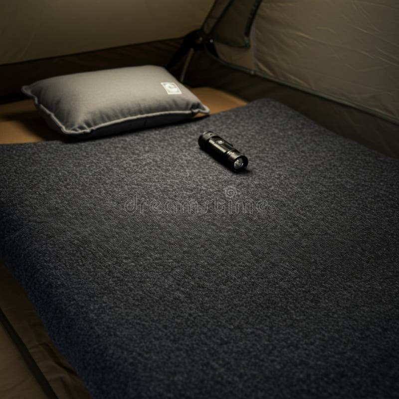 Cozy Camping Setup Inside a Tent at Night Stock Illustration ...