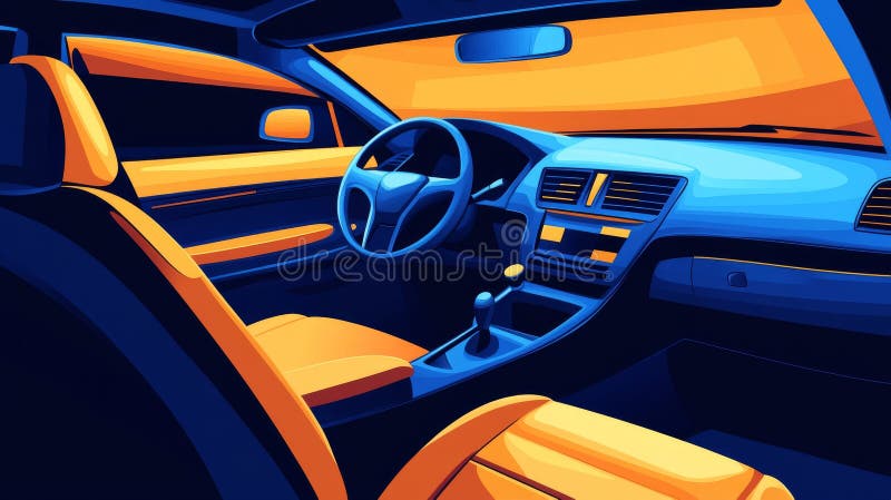 A Cozy Car Interior Featuring Seats and the Dashboard Illuminated at ...