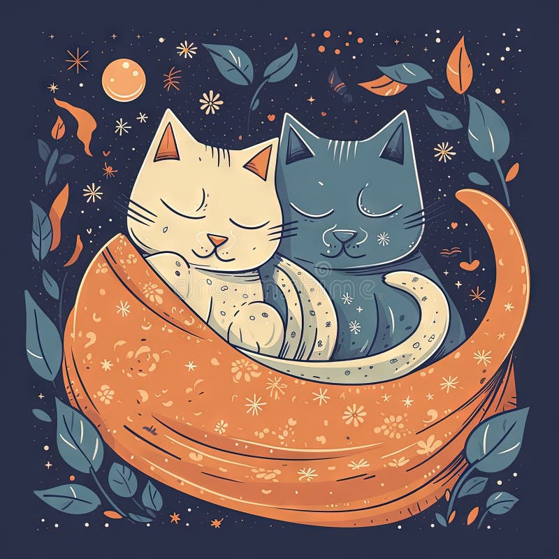 Cozy Cat Nap Under Starry Blanket. Perfect for Invitations and Posters ...