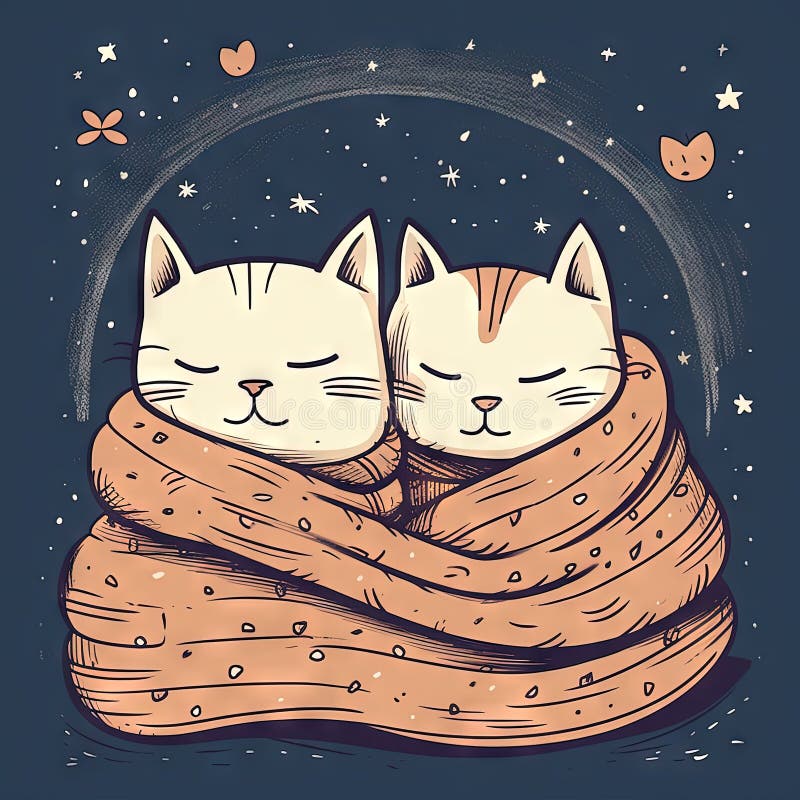 Cozy Cat Nap Under Starry Blanket. Perfect for Invitations and Posters ...