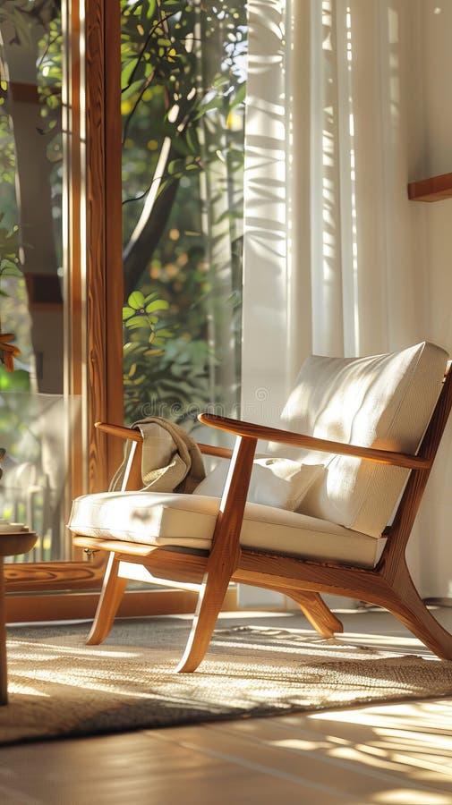 Cozy Chair in Sunlit Room with Large Windows, Modern Interior Design ...