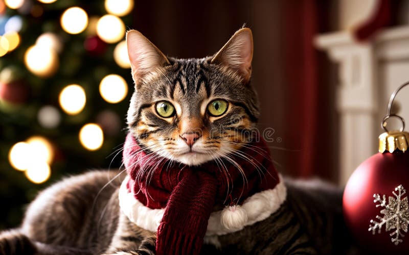 Cozy Christmas Comforts a Charming Scene with Cats and Festive Warmth ...