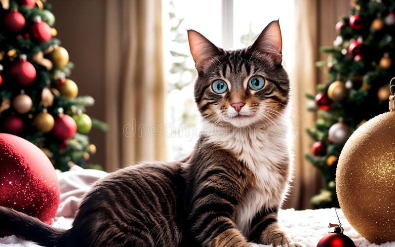 Cozy Christmas Comforts a Charming Scene with Cats and Festive Warmth ...