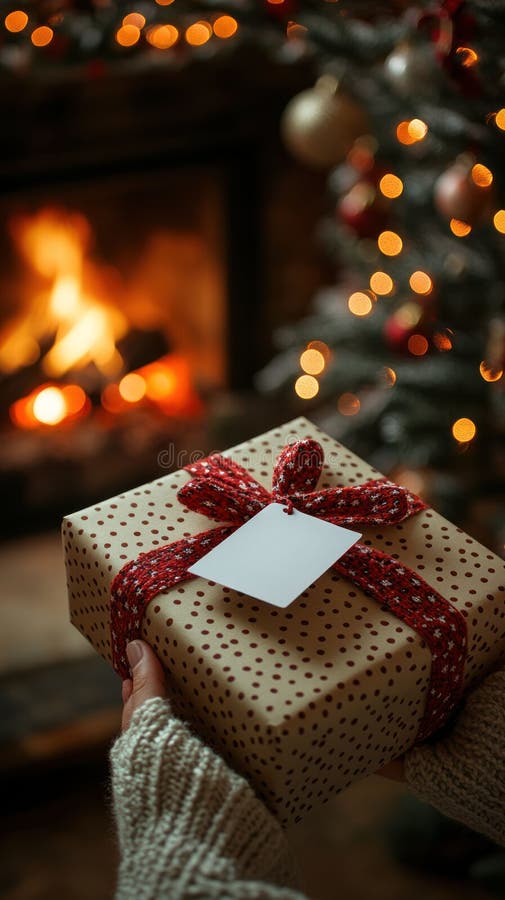 Cozy Christmas Gift Scene by the Fireplace Stock Illustration ...